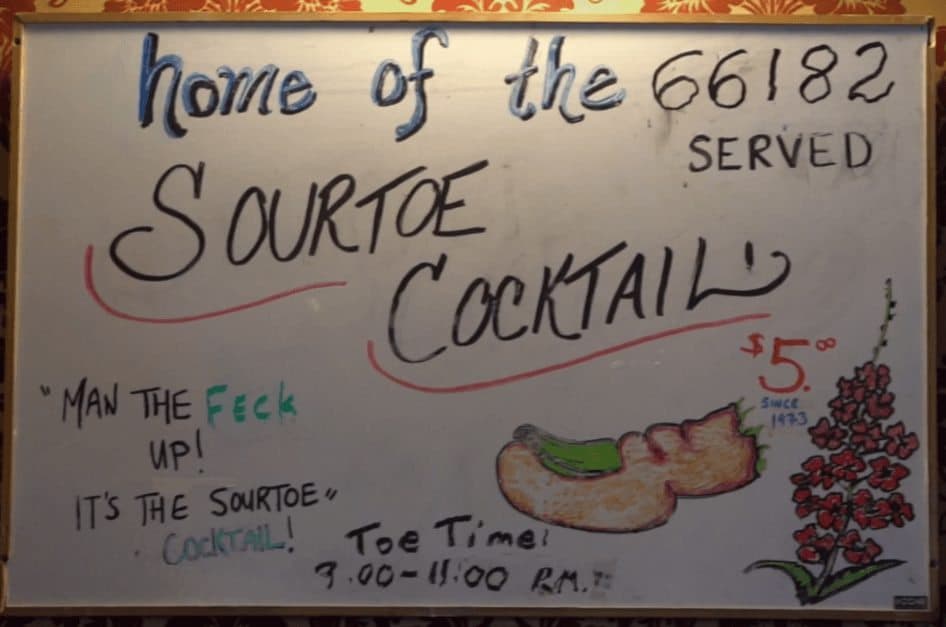 The Sour Toe Cocktail - A Dead Toe, Vodka and an ounce of Courage