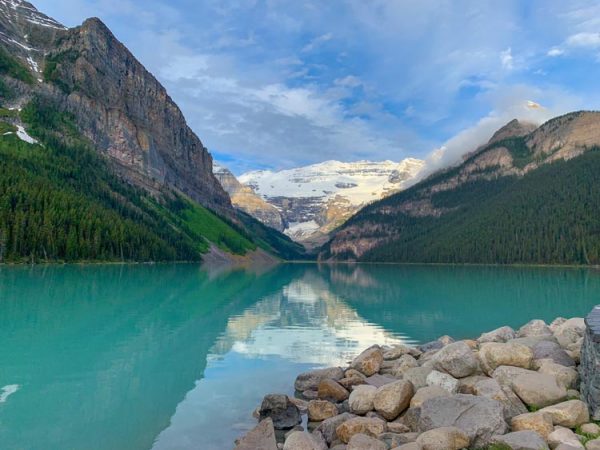 Canoe Lake Louise in Banff National Park, Alberta
